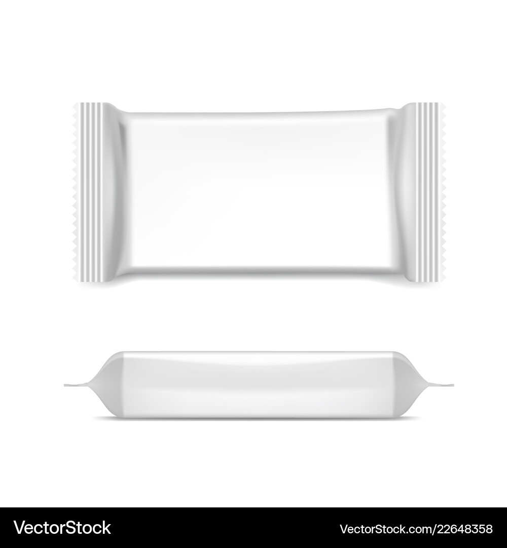 Realistic flow pack from top and side Royalty Free Vector