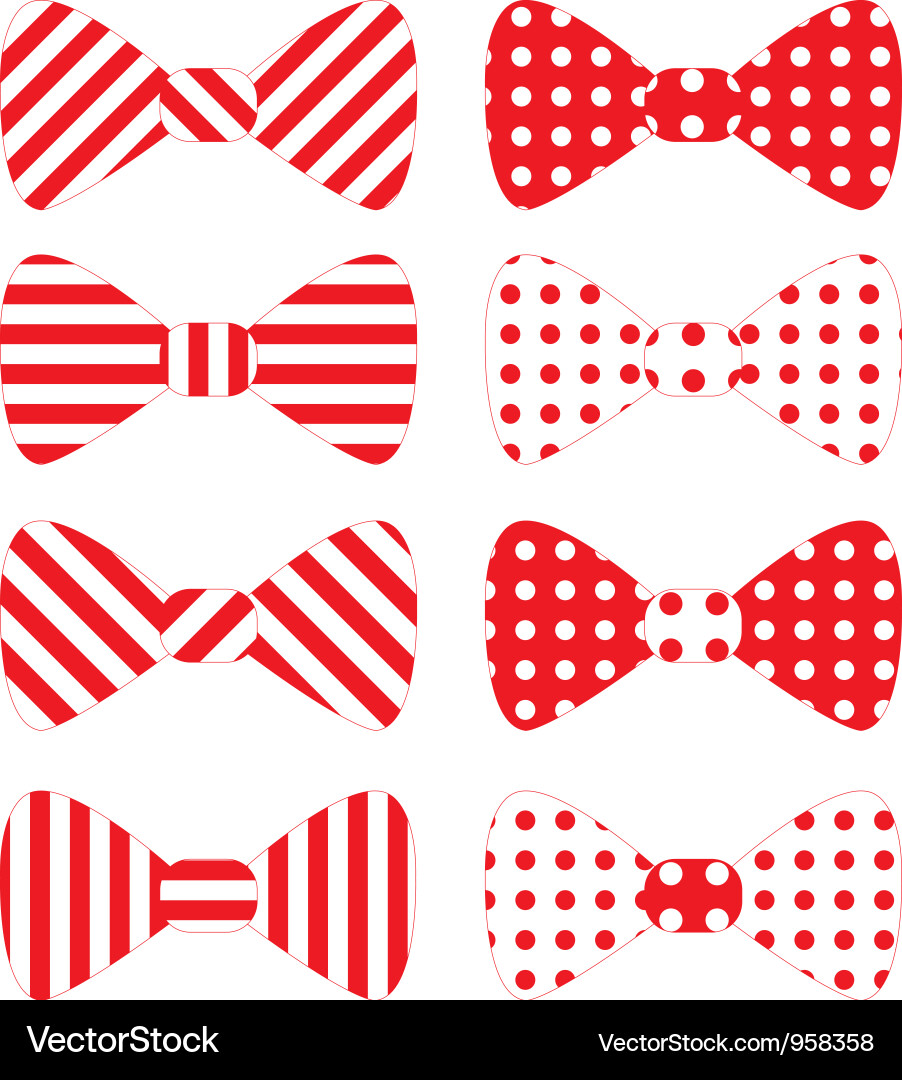 Red Bow Tie Set Royalty Free Vector Image - VectorStock