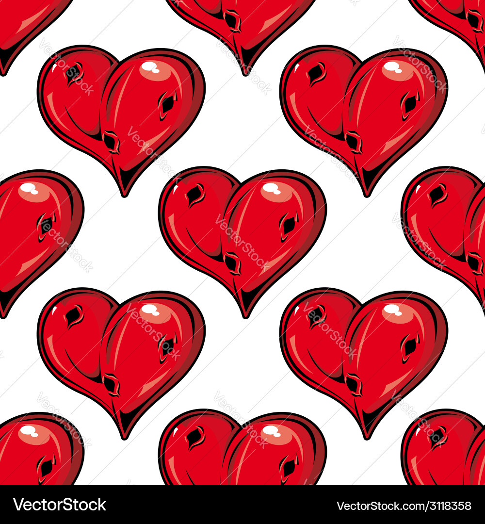Red valentines hearts seamless pattern Royalty Free Vector