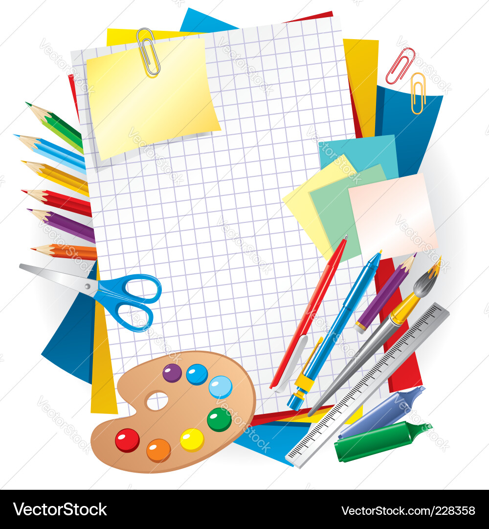 School Stationery Background Royalty Free Vector Image