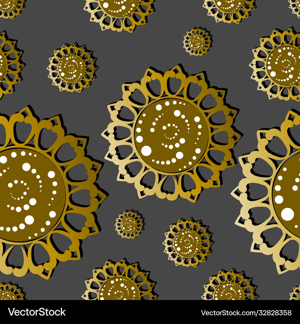 Sunflower pattern template with golden Royalty Free Vector