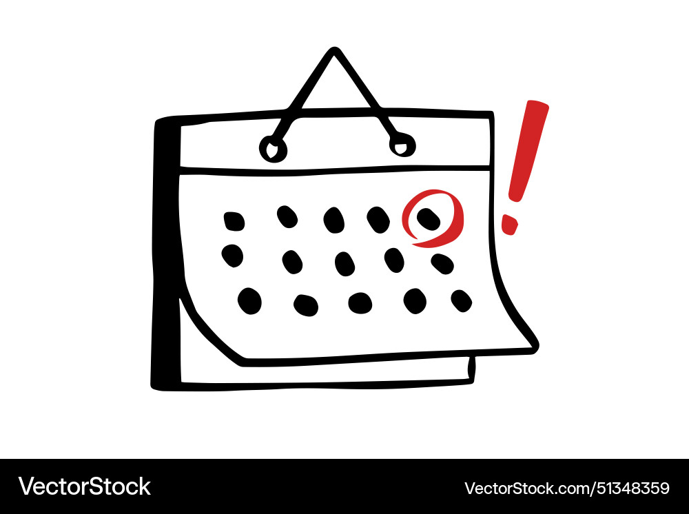 Calendar doodle schedule hand drawn sketch style Vector Image
