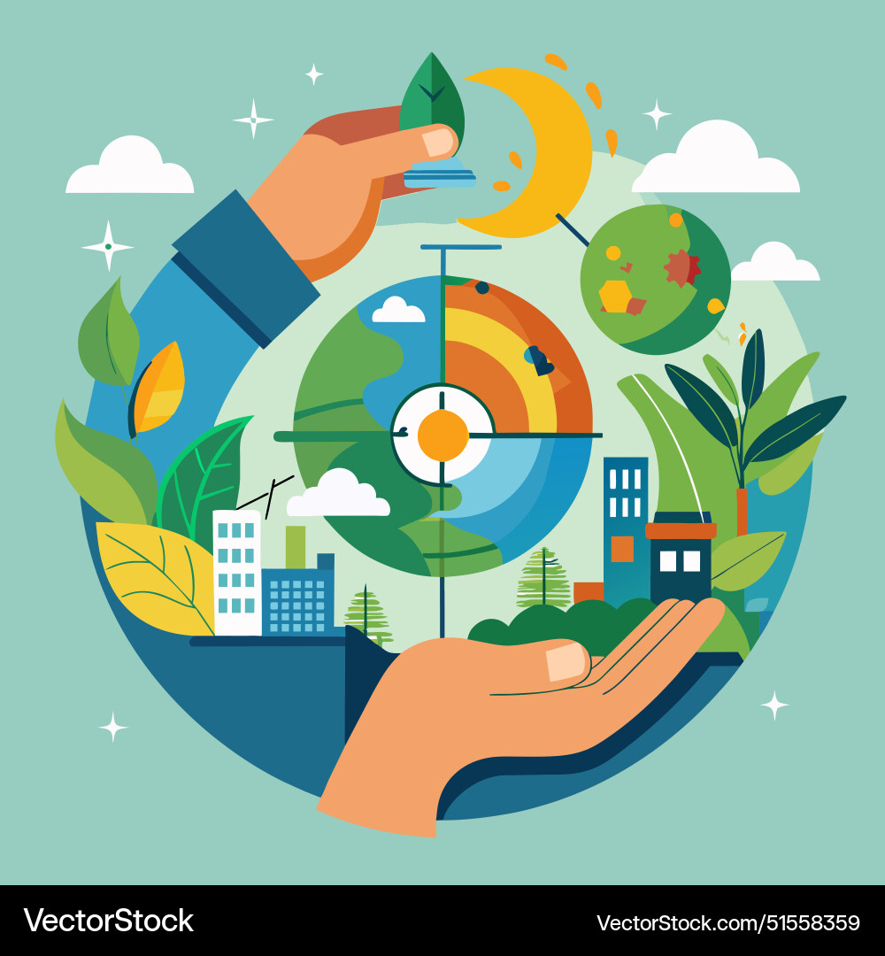 Circular economy sustainability ecology Royalty Free Vector
