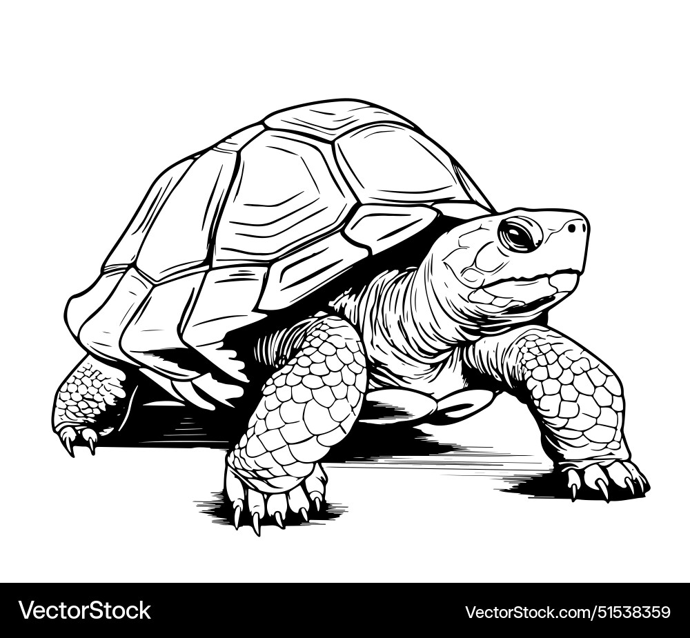 Hand drawn engraving pen and ink turtle Royalty Free Vector