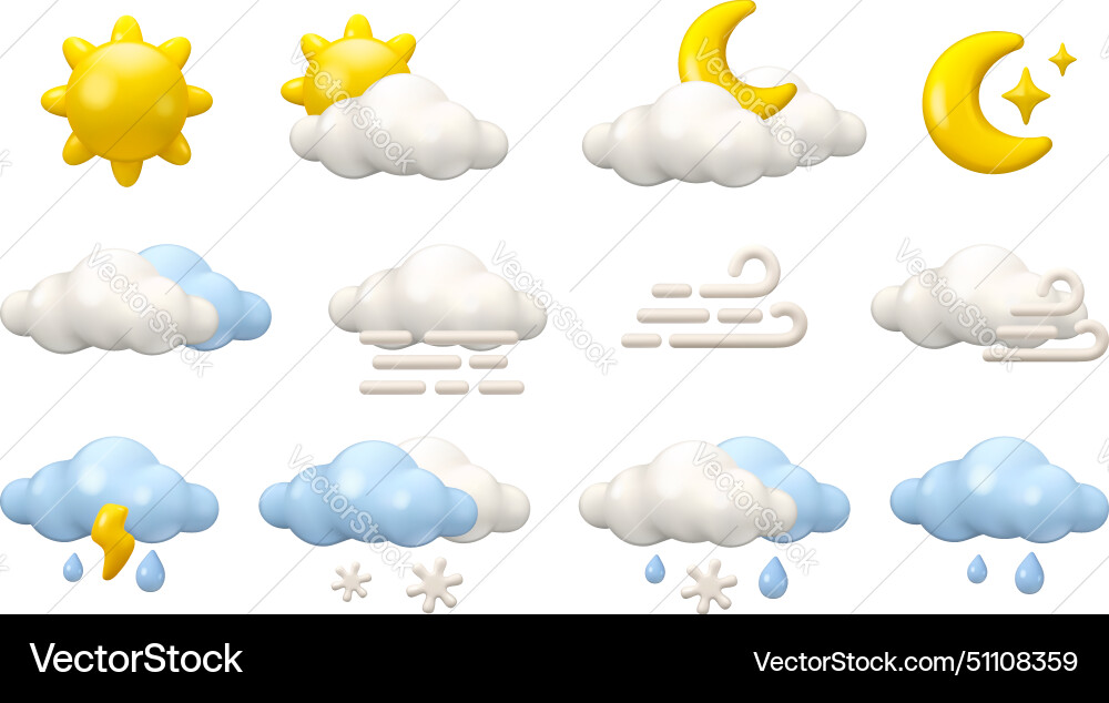 Weather forecast icon set Royalty Free Vector Image