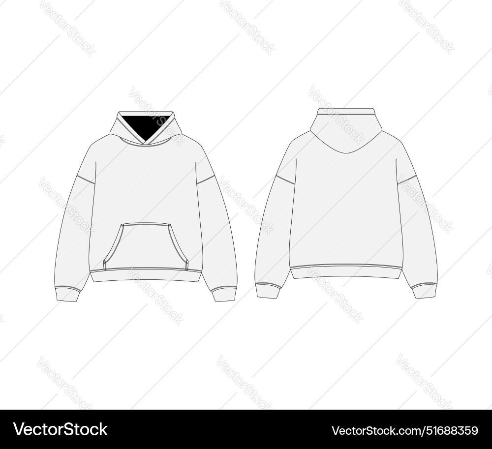 White hoodie template sweatshirt long Royalty Free Vector
