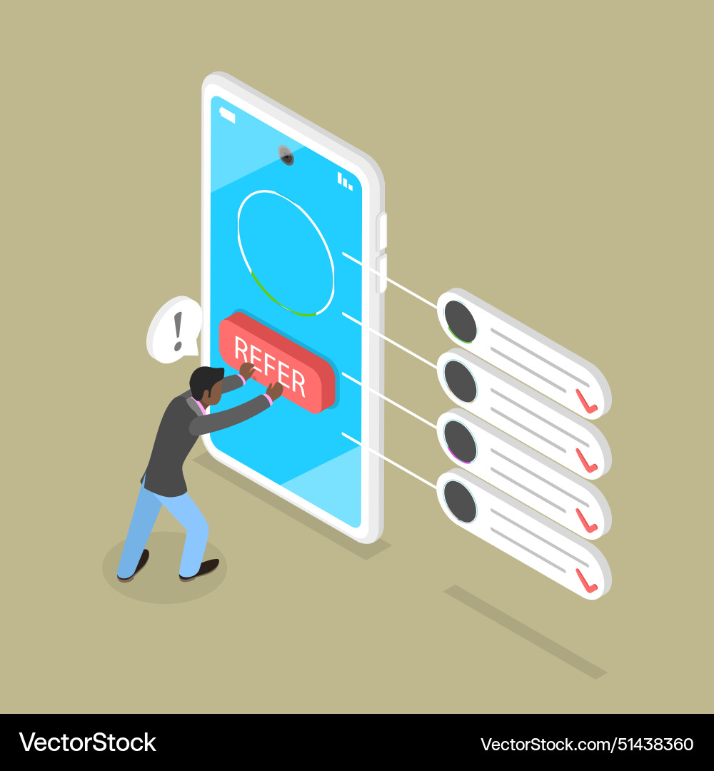 3d isometric flat of refer Royalty Free Vector Image