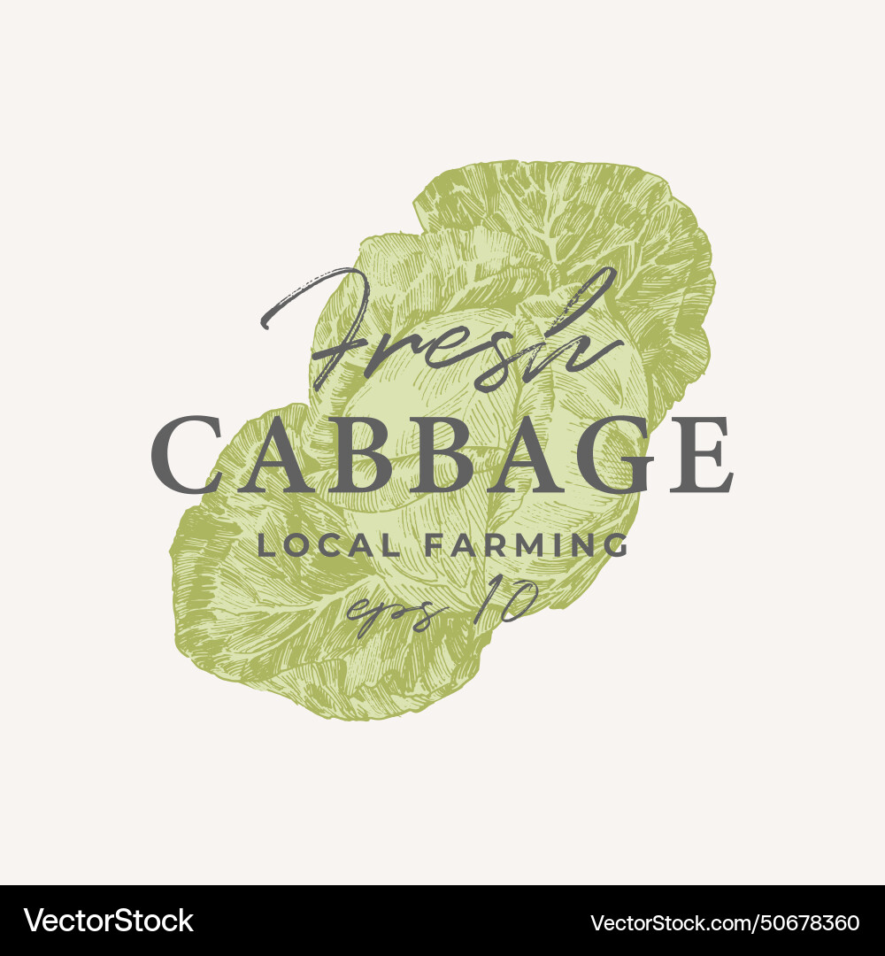 Cabbage engraved emblem Royalty Free Vector Image