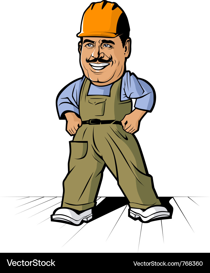 Cartoon builder mans smile Royalty Free Vector Image