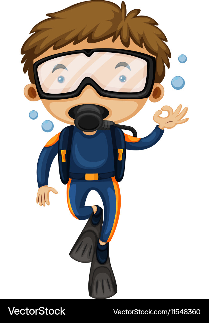 Man doing scuba diving Royalty Free Vector Image