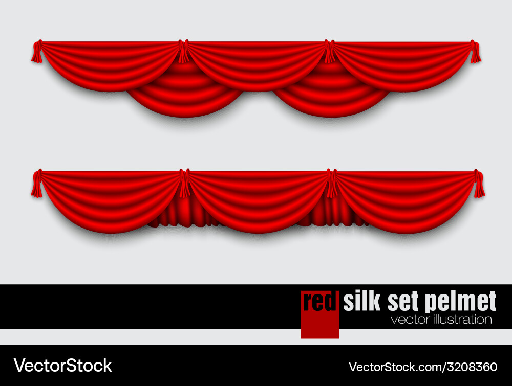 Red silk set pelmet and curtains Royalty Free Vector Image