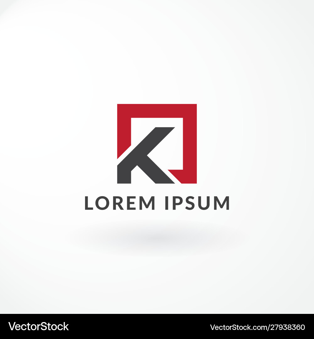 Symbol with combination letter k and line square Vector Image
