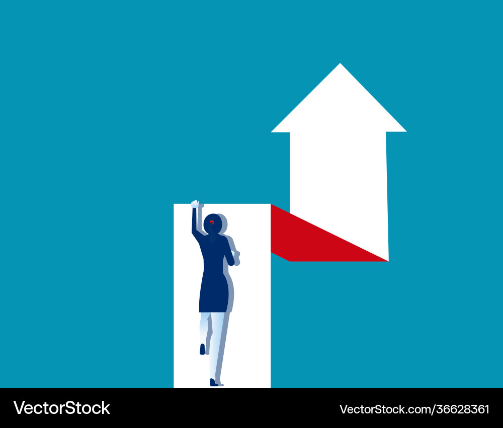 A woman is effort moving up on arrow Royalty Free Vector