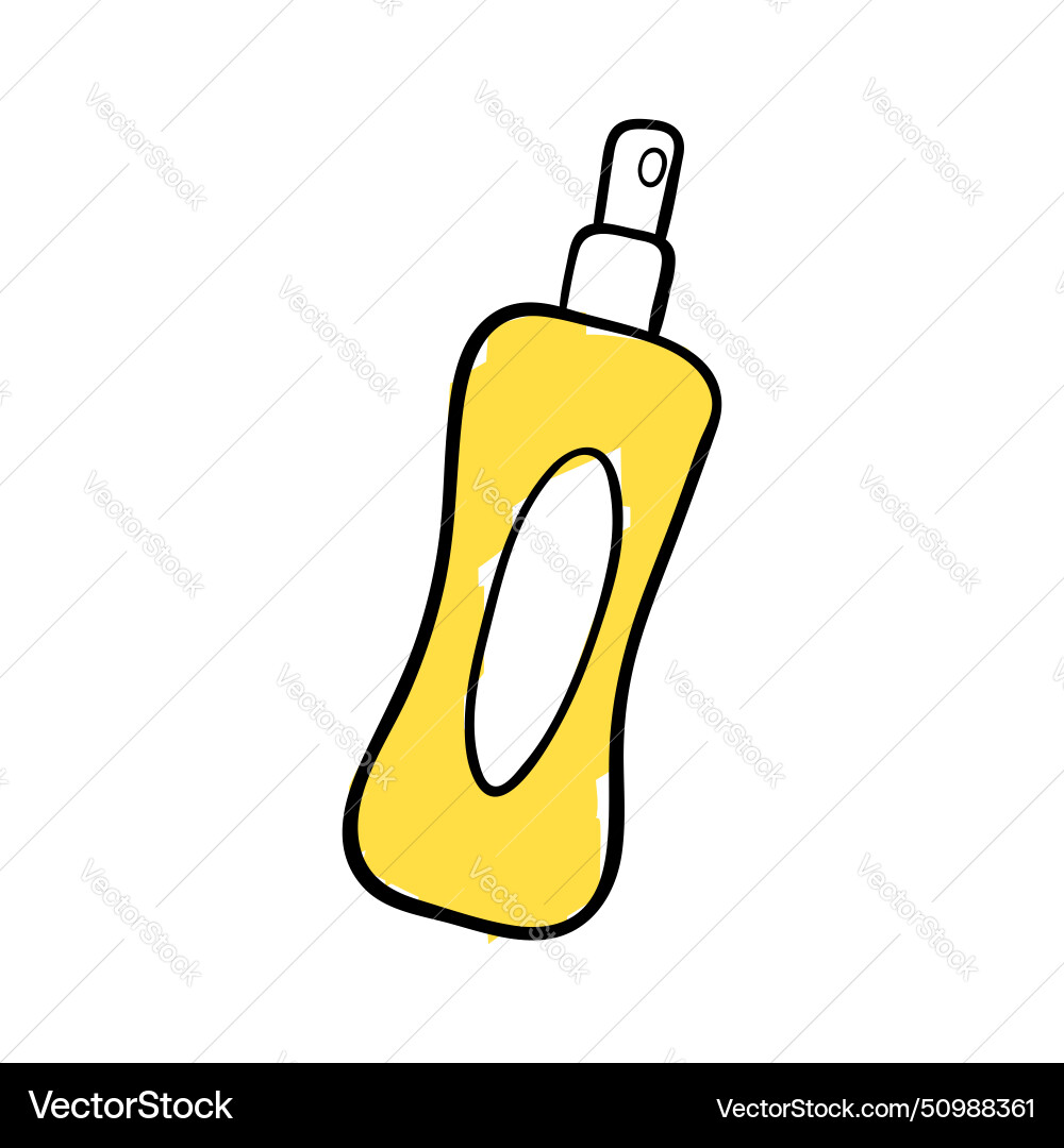 Bottle with sunscreen spray simple icon in hand Vector Image