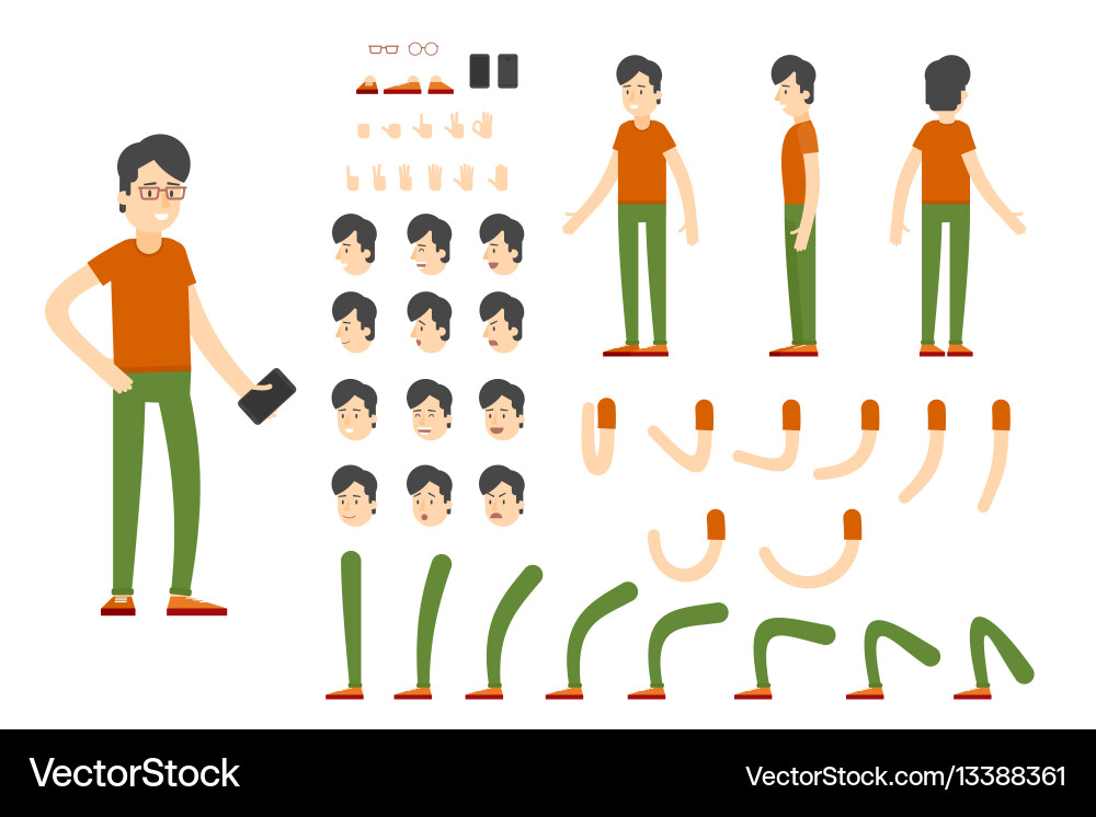 Character Emotion Set - Diverse Expressions Vector Image