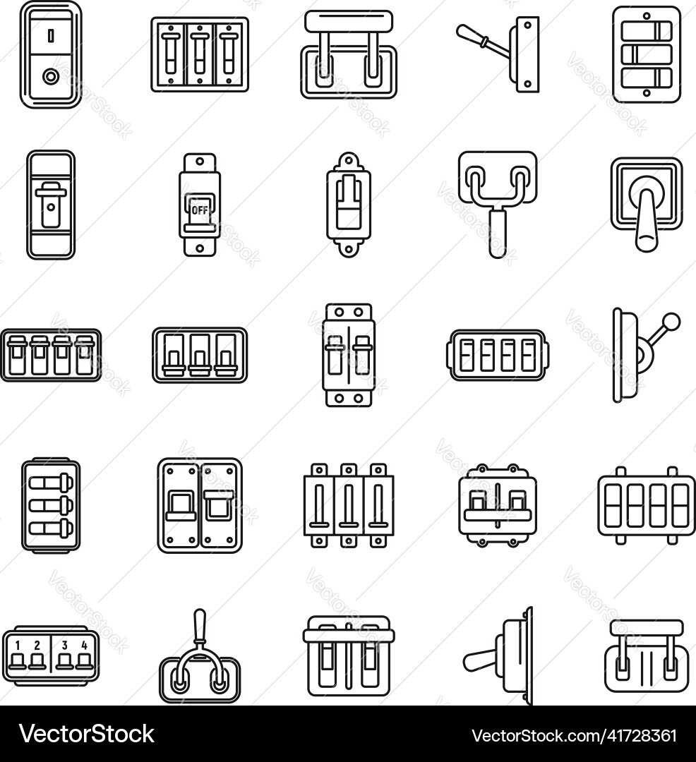 Circuit Breaker Icons Set Royalty Free Vector Image