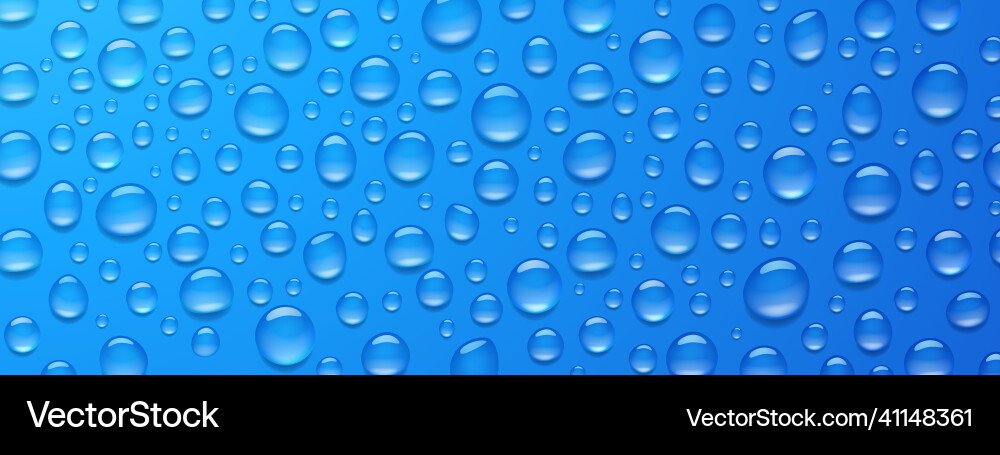 Condensation water drops on blue background 3d Vector Image