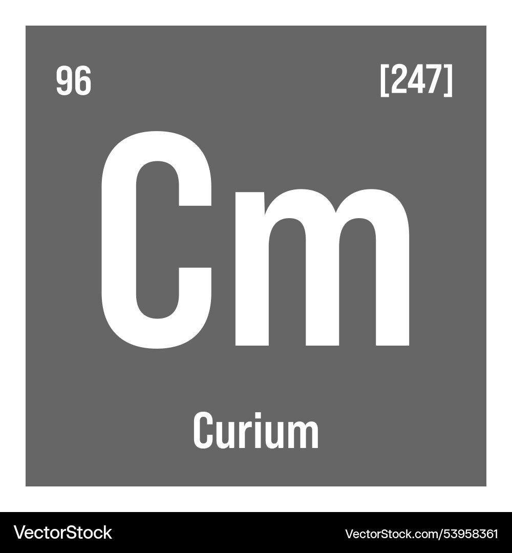 Curium cm periodic table element Royalty Free Vector Image