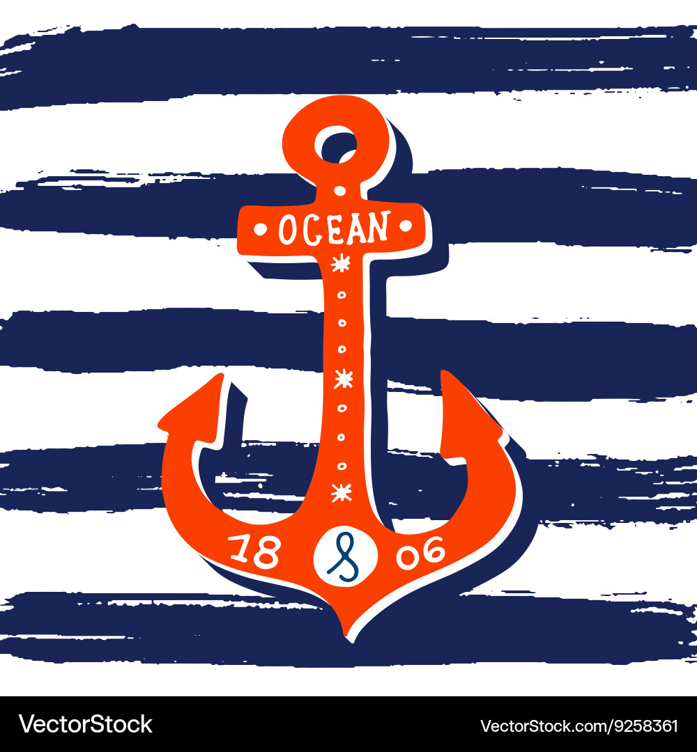 Hand drawn vintage anchor with lettering Vector Image
