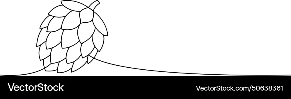 Hop cone for beer industry one line continuous Vector Image