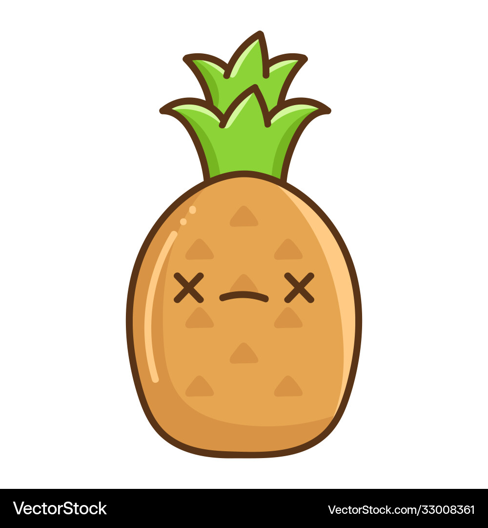 Kawaii dead pineapple cartoon Royalty Free Vector Image
