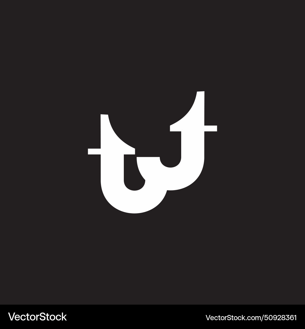 Letter tj simple font connect logo Royalty Free Vector Image