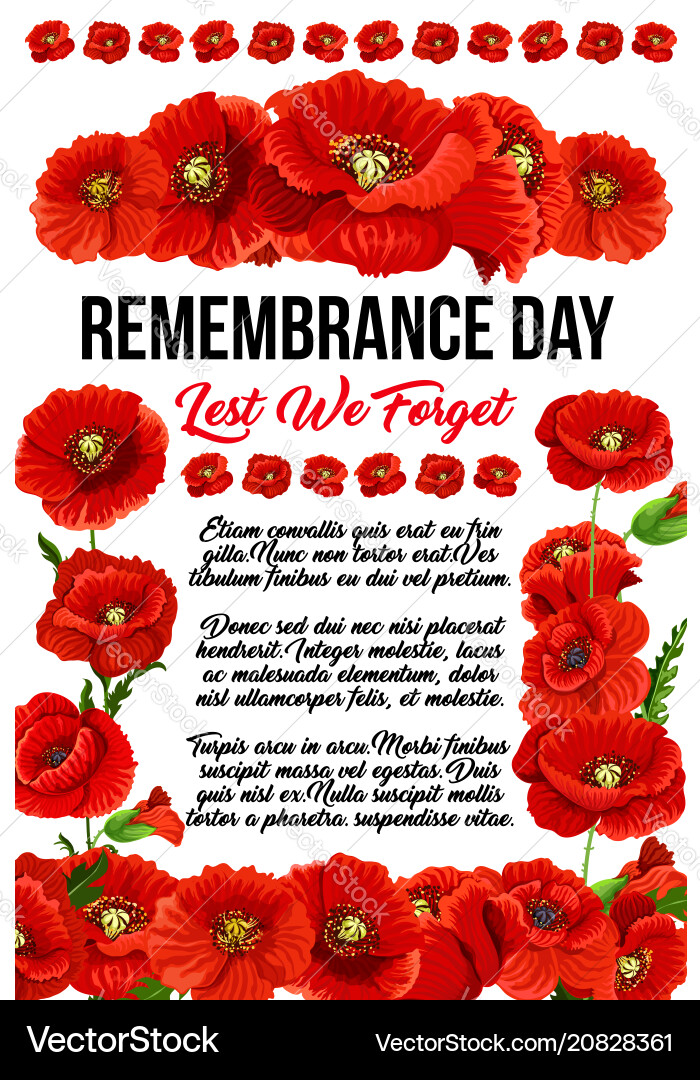 Remembrance Day Poppy Banner Royalty Free Vector Image