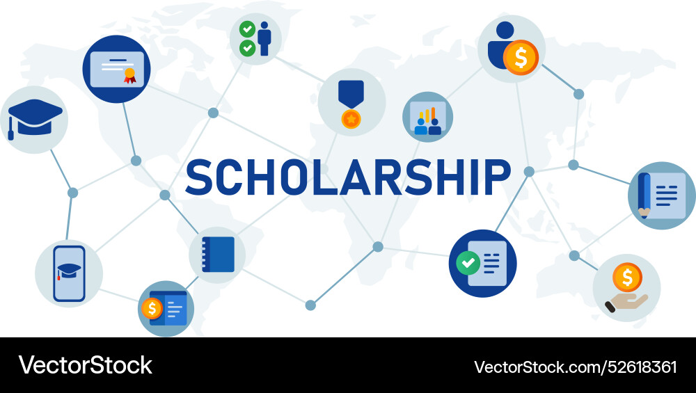 Scholarship icon set scholar graduate school Vector Image