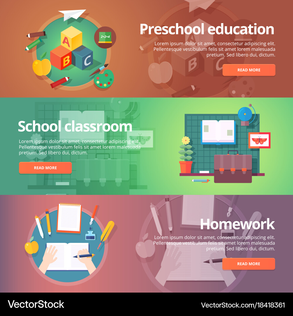 School Learning Banners Royalty Free Vector Image