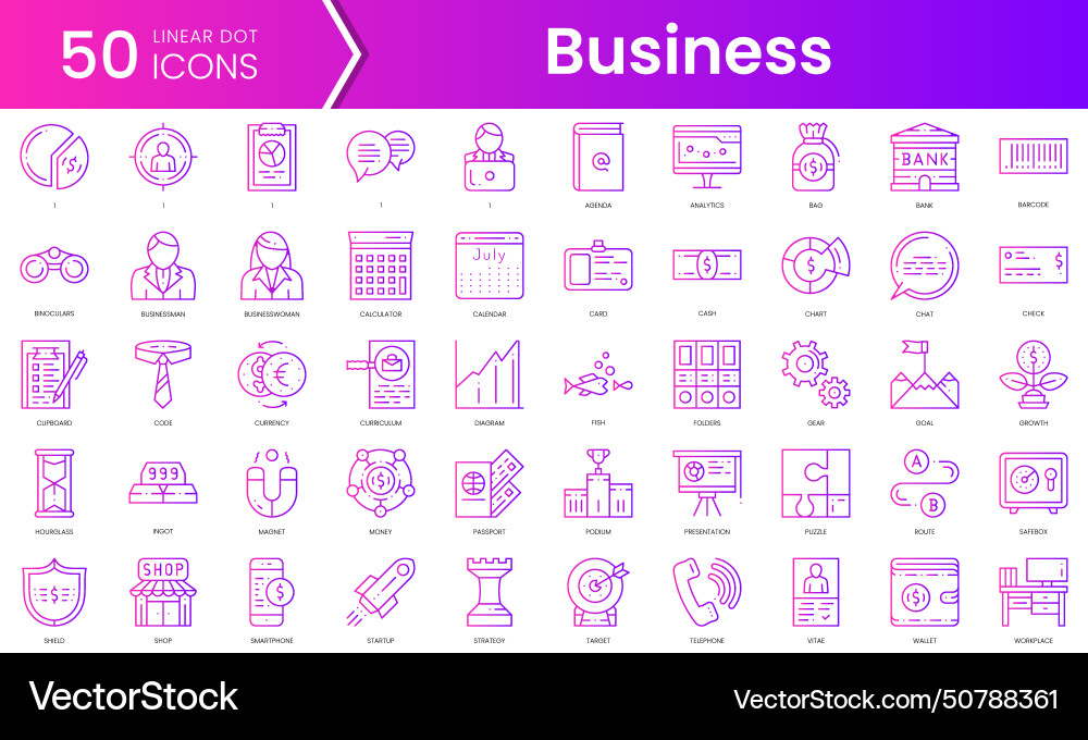 Set of business icons gradient style icon bundle Vector Image