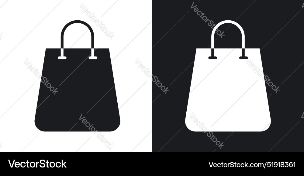 Shopping bag icon set in solid black and white Vector Image