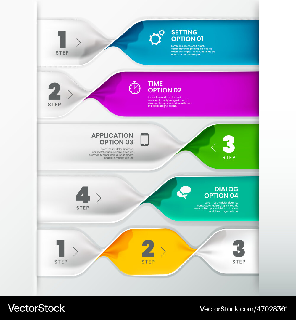 Spiral banners step process diagram business Vector Image