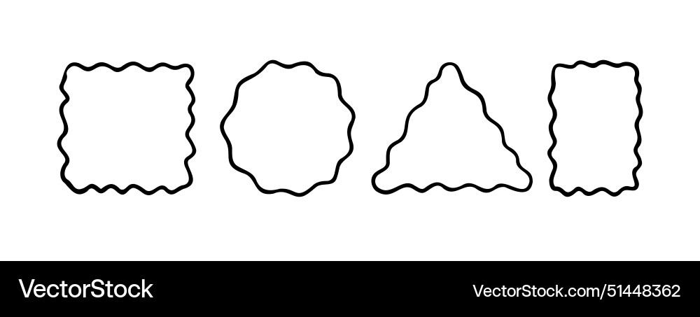 Doodle wave curve edge frame brush hand drawn Vector Image