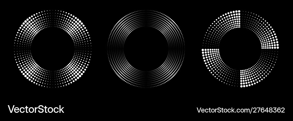 Halftone circle dots frame set pattern Royalty Free Vector