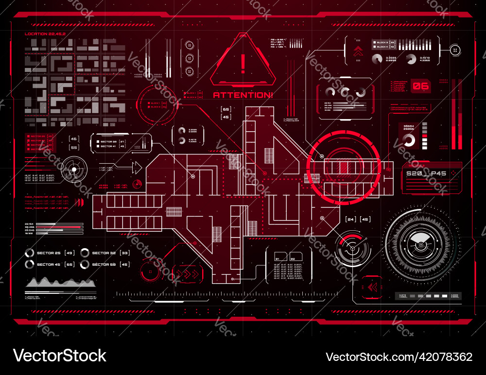 Hud security smart display interface alert screen Vector Image