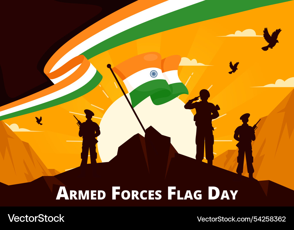 Indian armed forces flag day featuring Royalty Free Vector