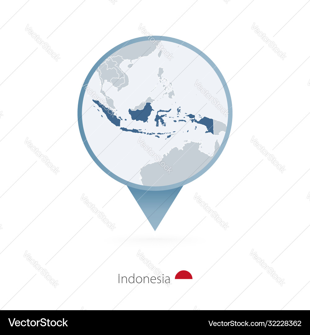 Map pin with detailed indonesia Royalty Free Vector Image