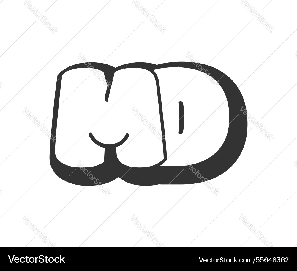 Md logo bubble comic lettering rounded Royalty Free Vector