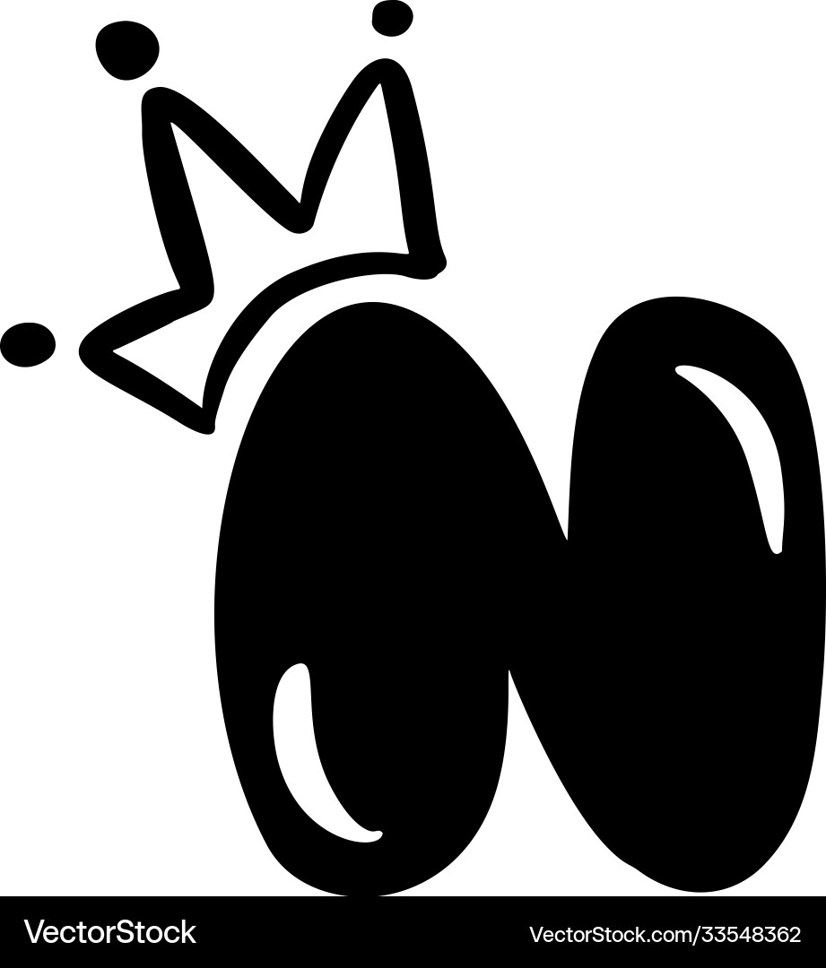Plump vintage cute letter n with crown Royalty Free Vector