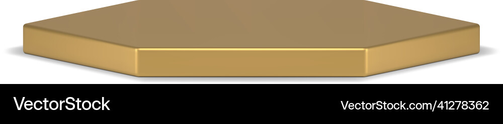 Realistic golden six sides hexagonal geometric Vector Image