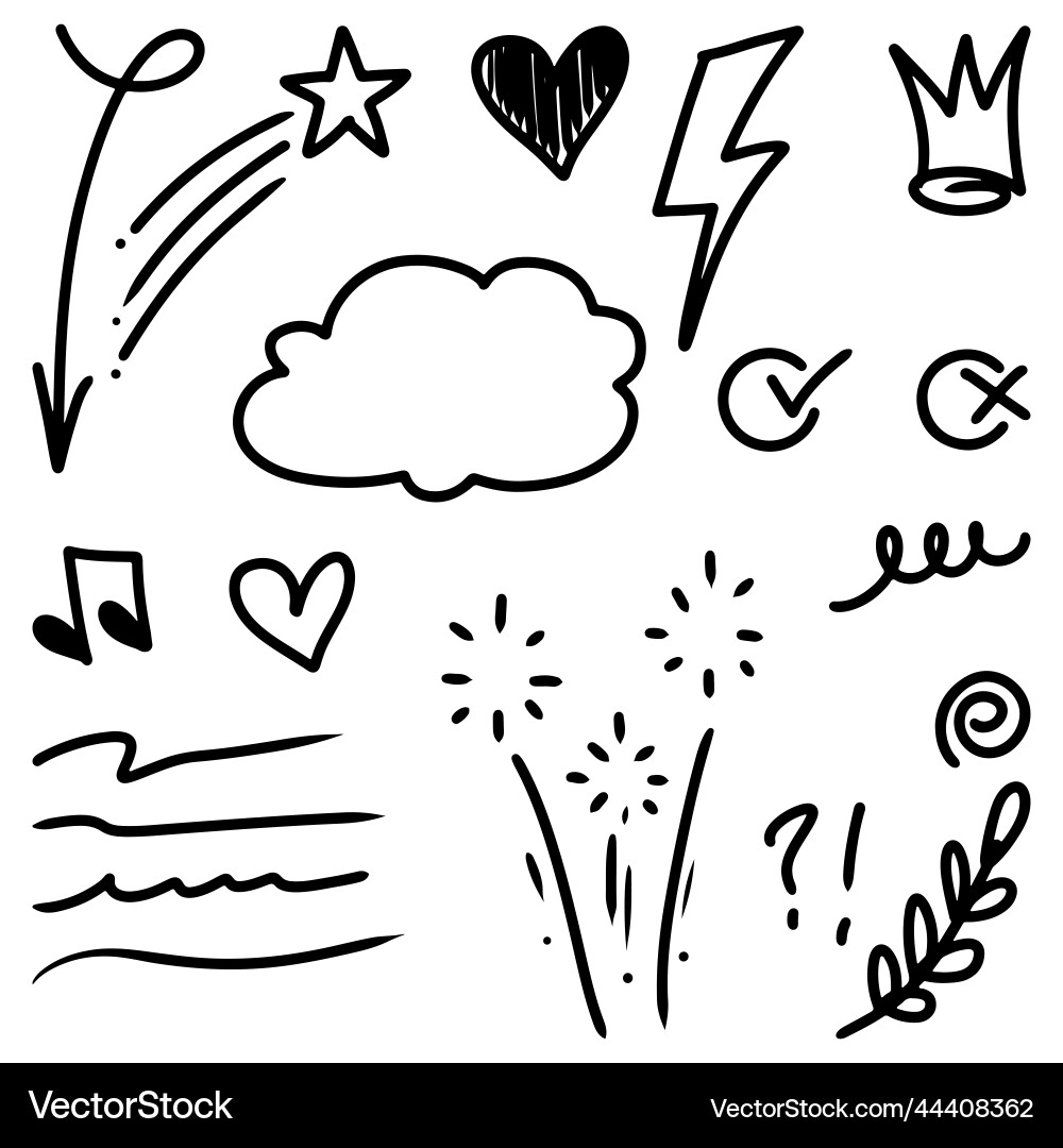 Set of hand drawn doodle elements for concept Vector Image