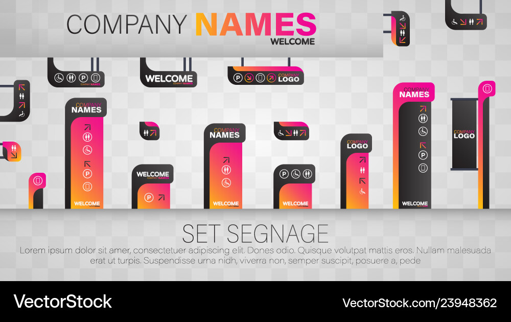 Set signage Royalty Free Vector Image - VectorStock