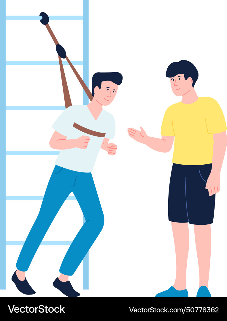 Therapist help patient recovery physical rehab Vector Image
