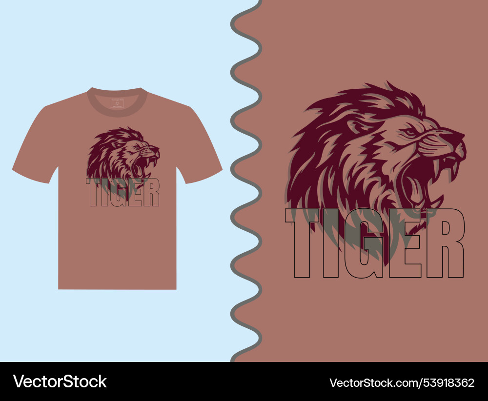 Tiger face t shirt design Royalty Free Vector Image
