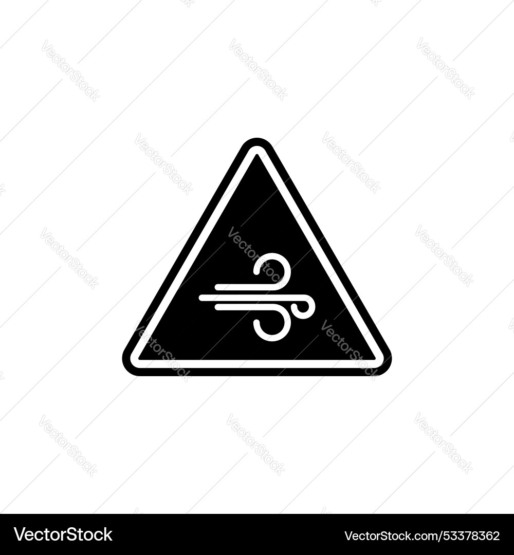 Wind warning sign icon set alert for strong Vector Image