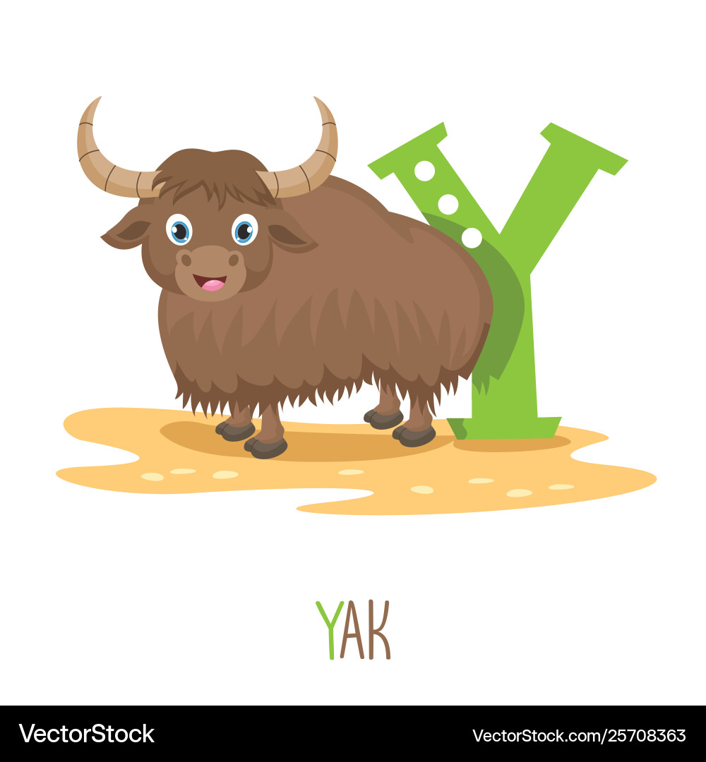Alphabet letter y and yak Royalty Free Vector Image