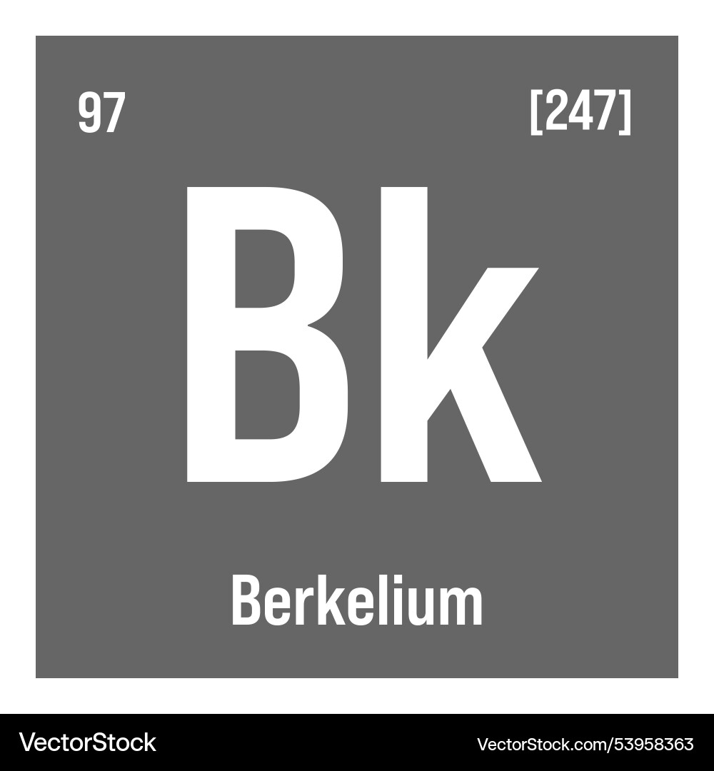 Berkelium bk periodic table element Royalty Free Vector