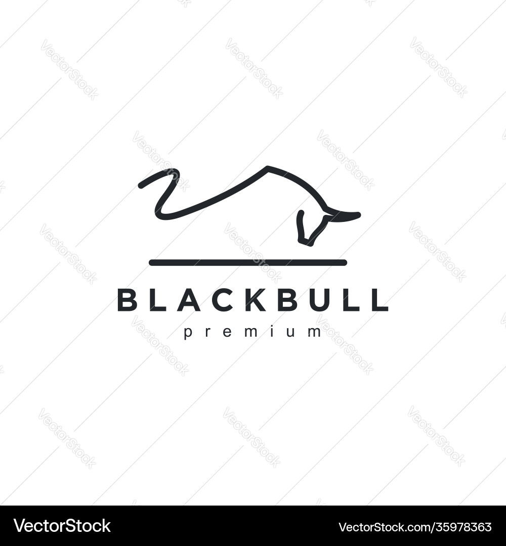 Bull line art outline monoline linear logo Vector Image
