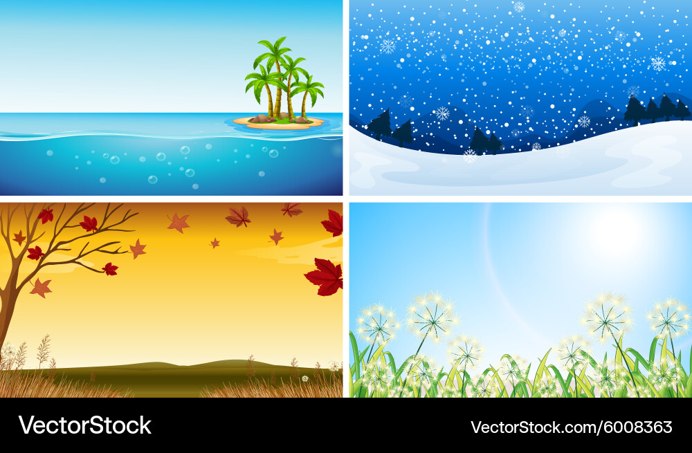 Four view of different seasons Royalty Free Vector Image