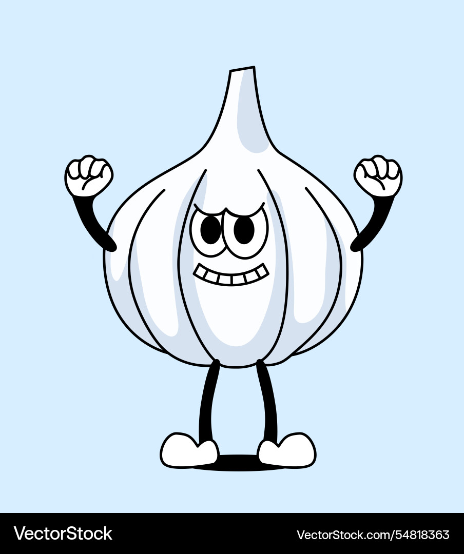Funny cartoon garlic character with an expressive Vector Image